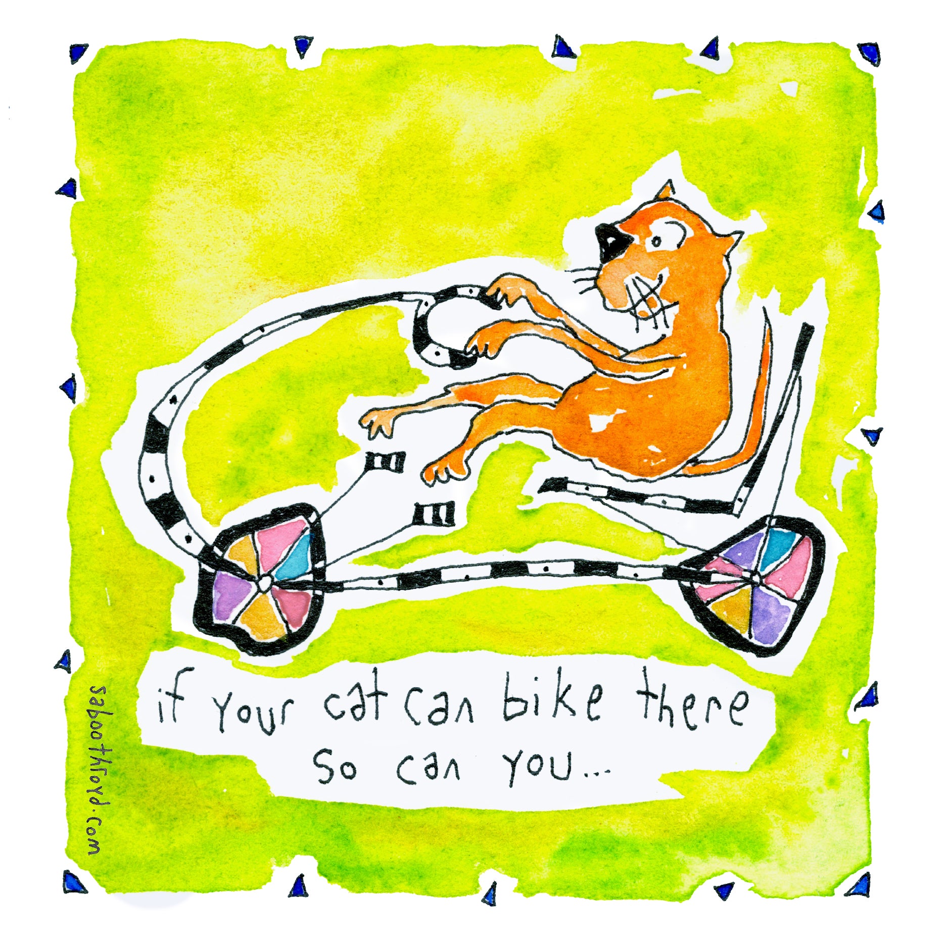 Mini Card - If your cat can bike there so can you – Sa Boothroyd Gallery