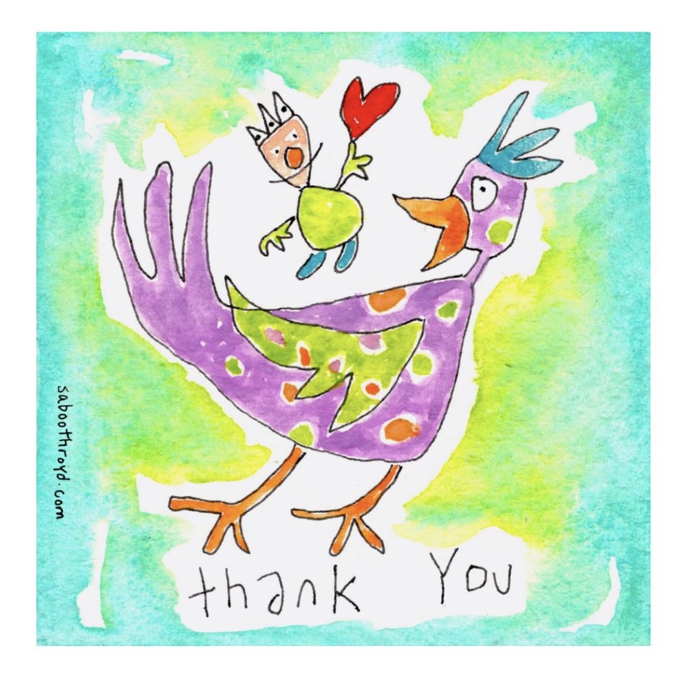 Mini Card - Thank you (chicken) – Sa Boothroyd Gallery
