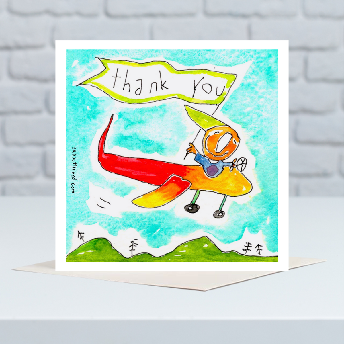 Mini Card - Thank you (plane) – Sa Boothroyd Gallery